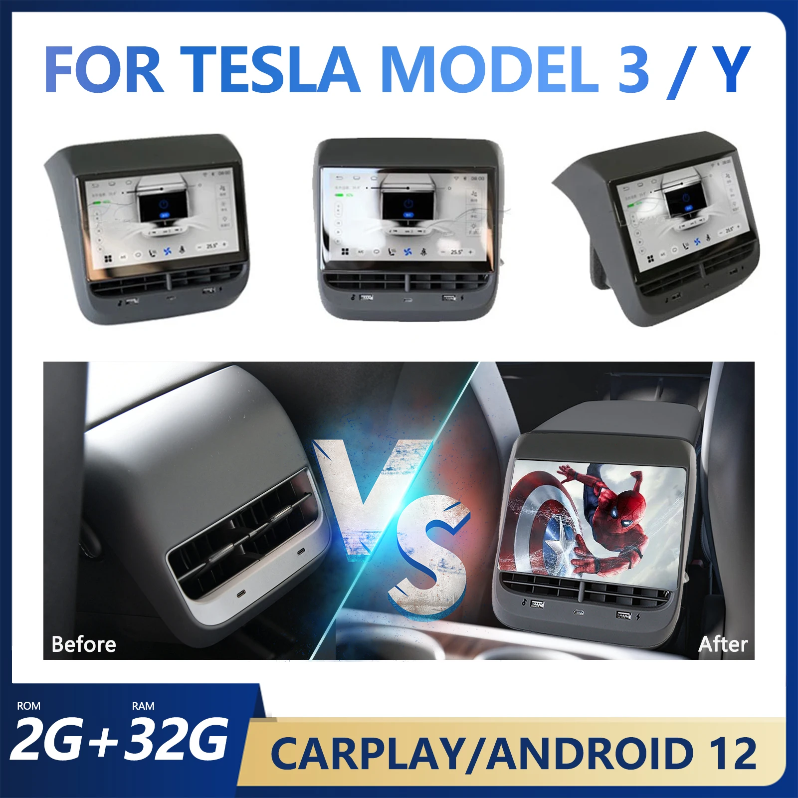 Binize-For-Tesla-Model-3-Y-Touch-Screen-7-inch-Android-12-Air ...