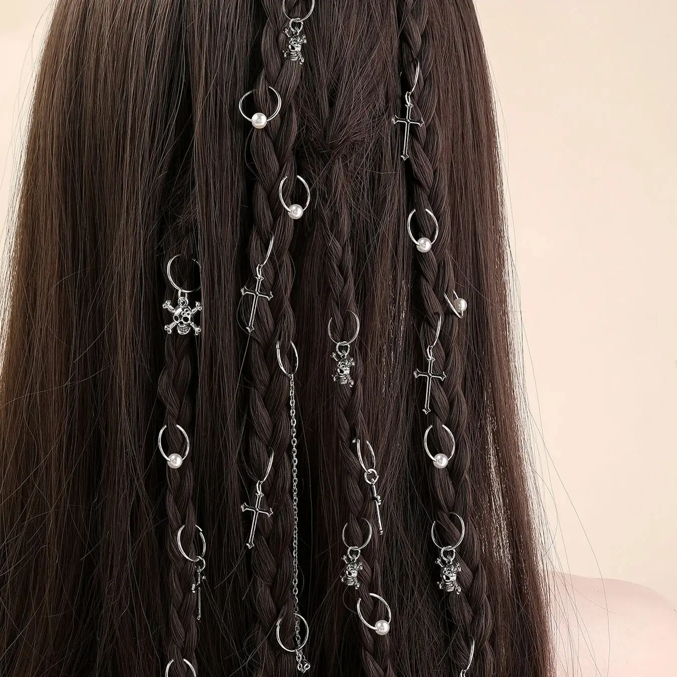 13pcs-Cross-Skull-Decor-Hair-Ring-Dreadlocks-Beads-Hair-Braid-Rings ...