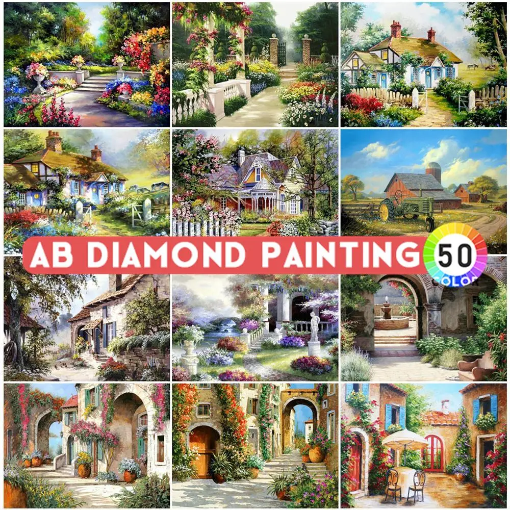 AB-Drills-Diamond-Painting-Landscape-Cross-Stitch-Embroidery-Garden ...