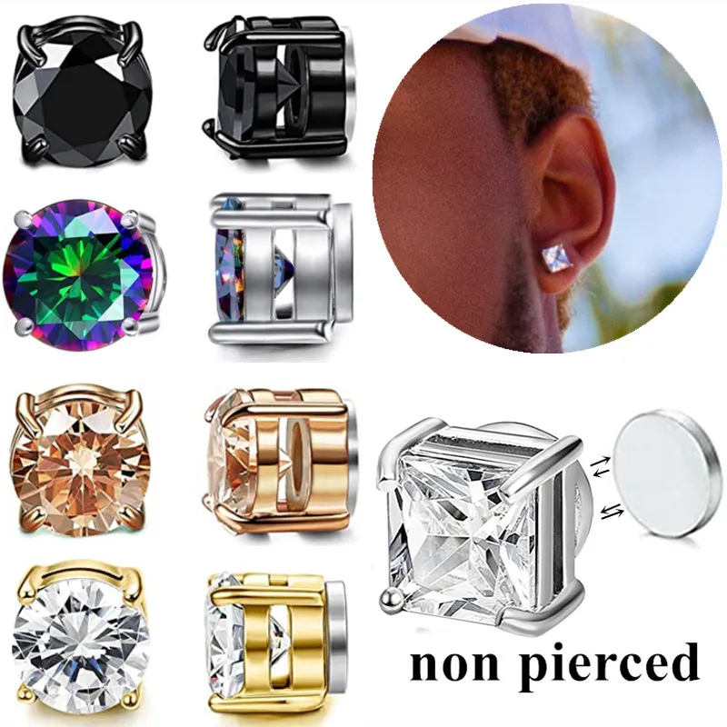 1Pair-Magnetic-Stud-Earring-Fake-Piercing-Crystal-Clip-Earrings-For ...