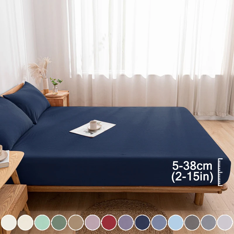 1PC-Fitted-Sheet-With-Elastic-Mattress-Cover-Skin-Friendly-Bed-Cover ...