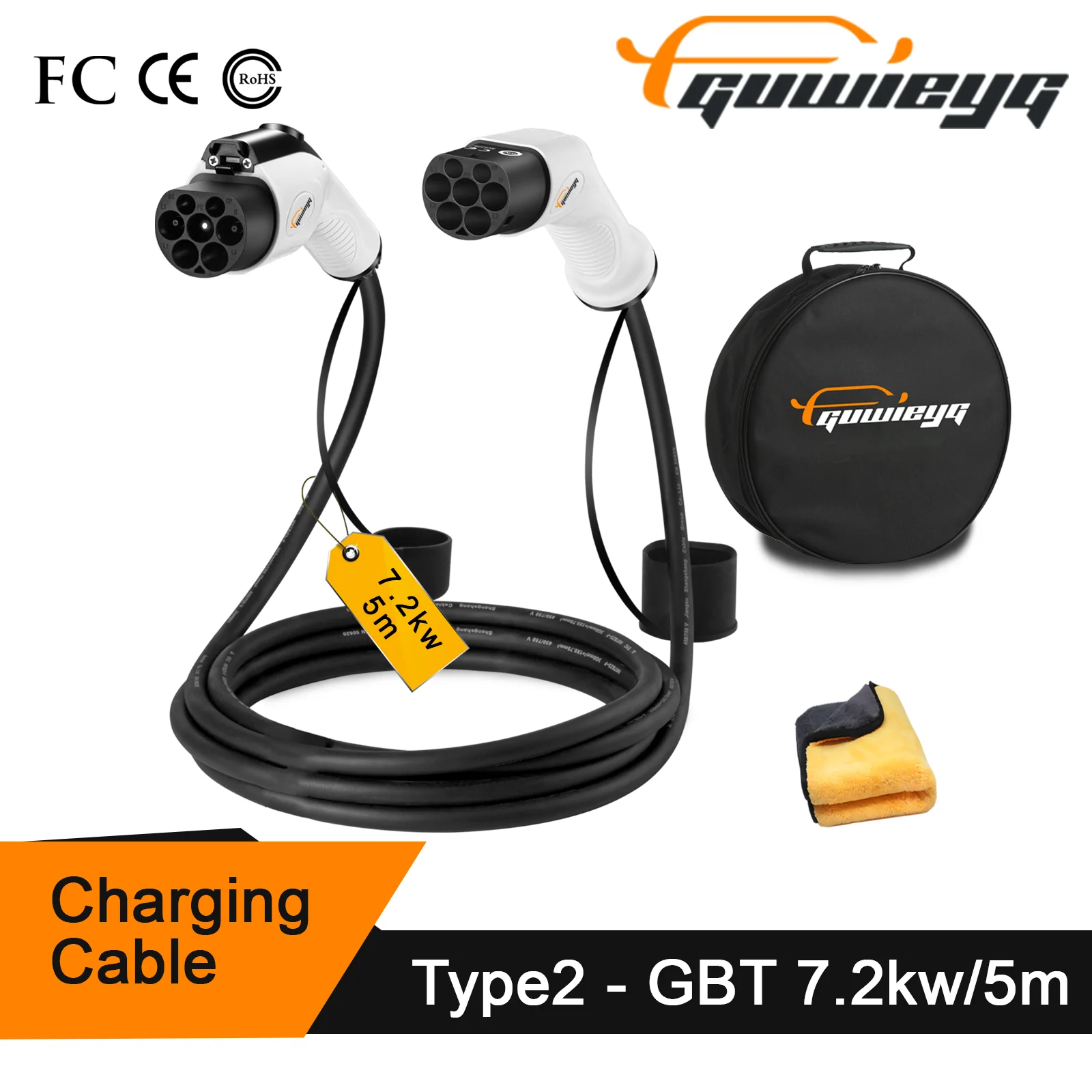 GBT 플러그 타입 2 충전 케이블, PHEV 및 전기 자동차와 호환 가능, GBT 소켓, 22kW 모드 3 AC 스테이션용 ...