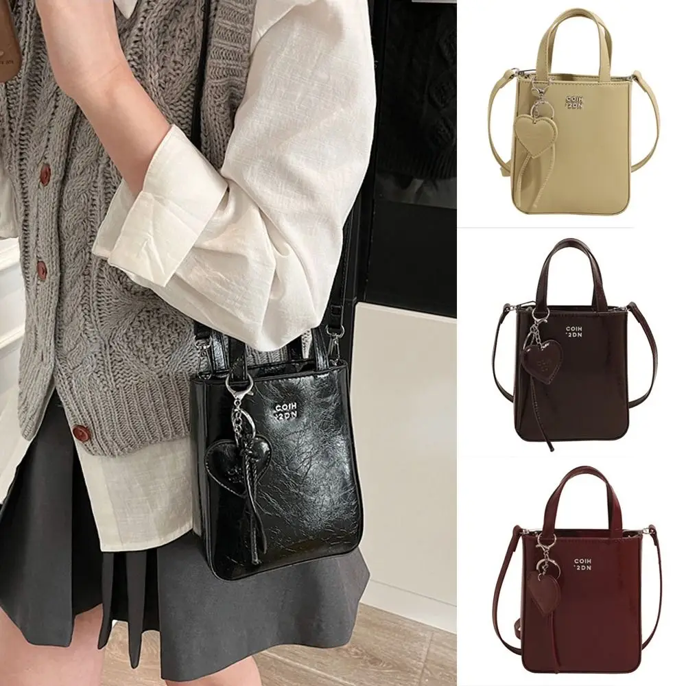 Trendy Pu Leather Shoulder Bag with Love Keychain Pendant Chic ...