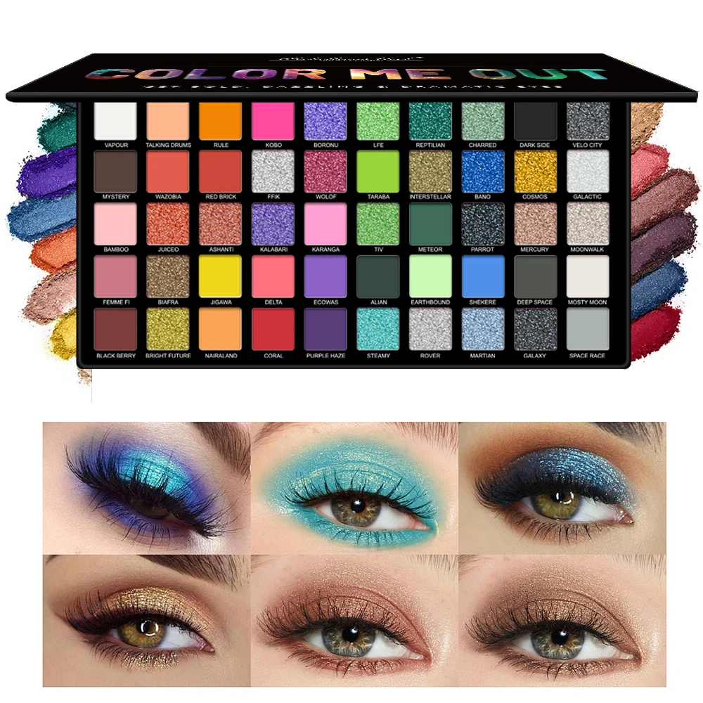 50-Color-Highly-Colored-Eye-Makeup-Plate-Matte-Shimmer-Metal-Eye-Shadow ...