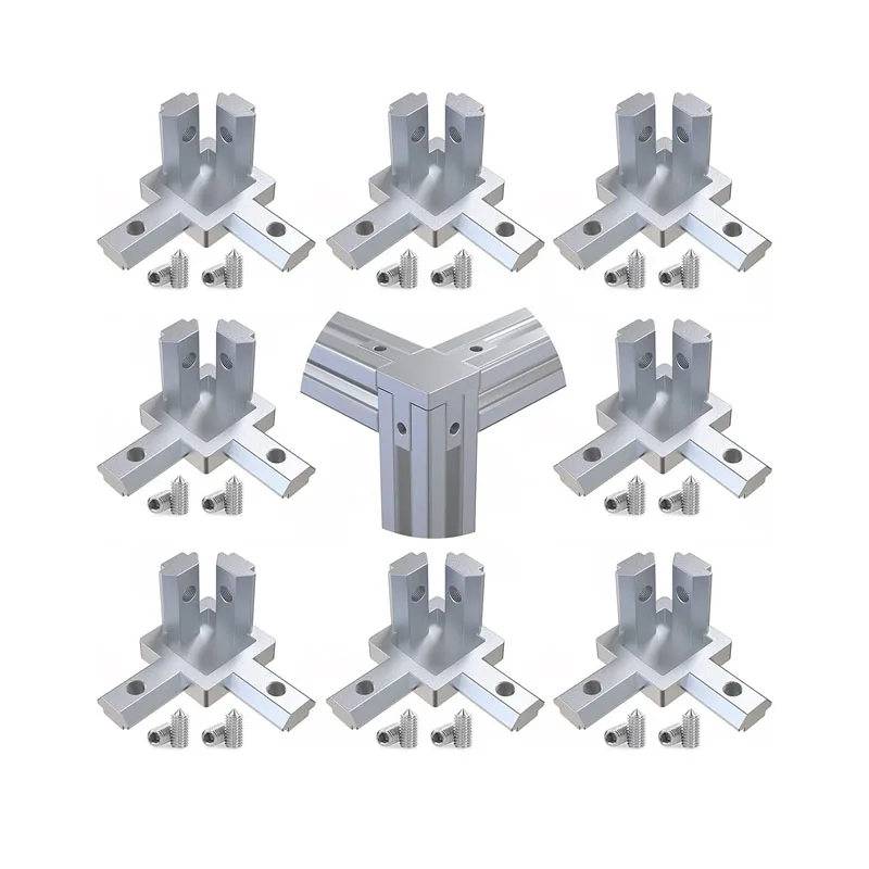 8Pcs-3-Way-End-Corner-Bracket-Connector-2020-3030-4040-Sliver-or-Black ...
