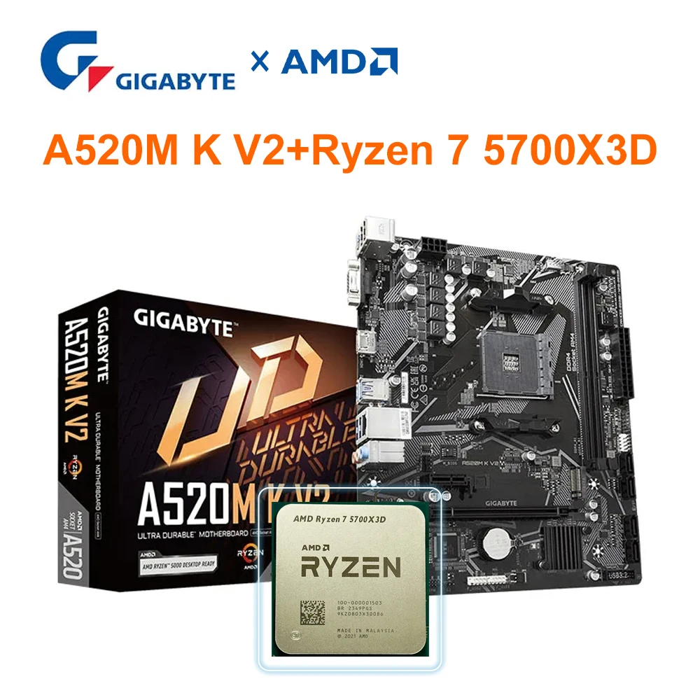 AMD-Ryzen-7-5700X3D-GIGABYTE-A520M-K-V2-Motherboard-CPU-Kit-DDR4-64GB ...
