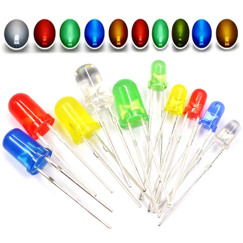 100 Pcs 5mm Led Diode Flashing White Red Green Blue Yellow Rgb Fast ...