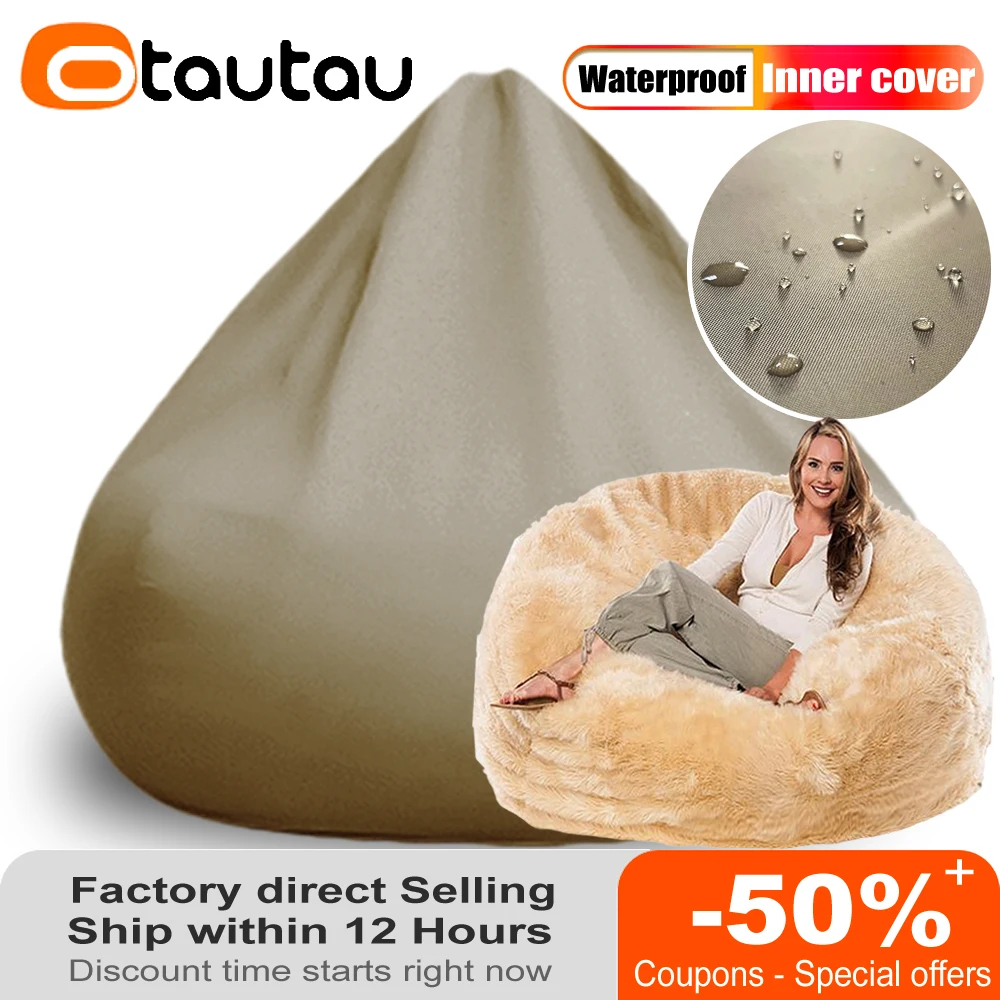 OTAUTAU-2-3-4-5-6-7ft-Waterproof-Round-Pouf-Liner-Cover-Bean-Bag-Sofa ...