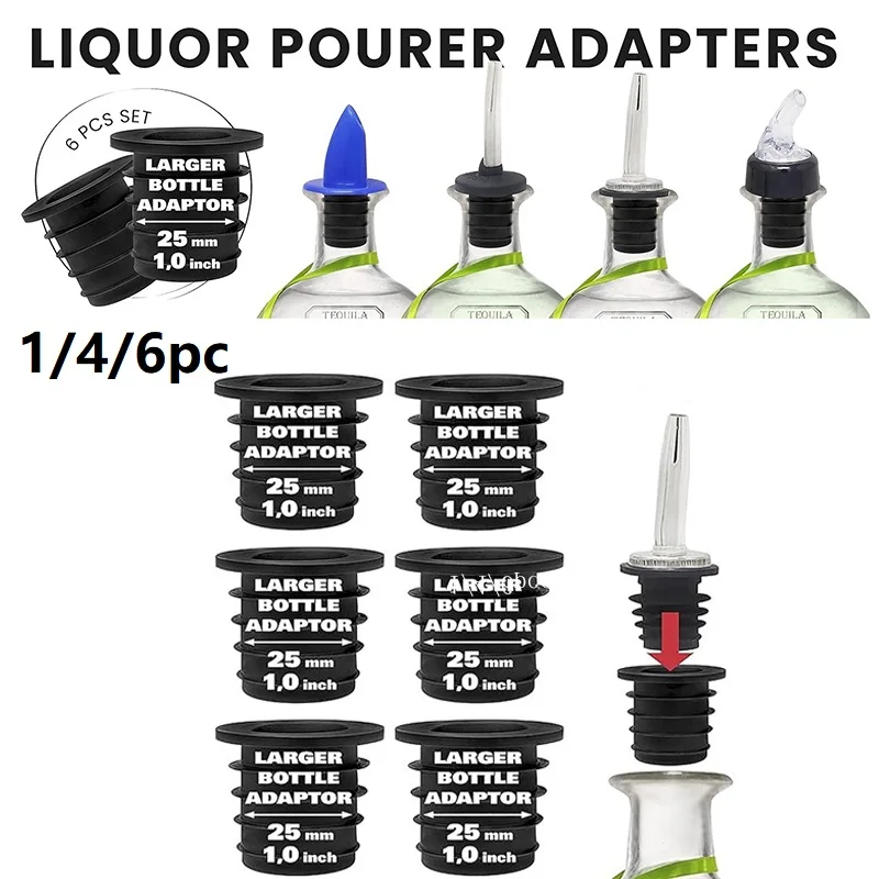 1/4/6pcs Liquor Pourer Adapters Perfect For Large Olive Oil Bottles And ...