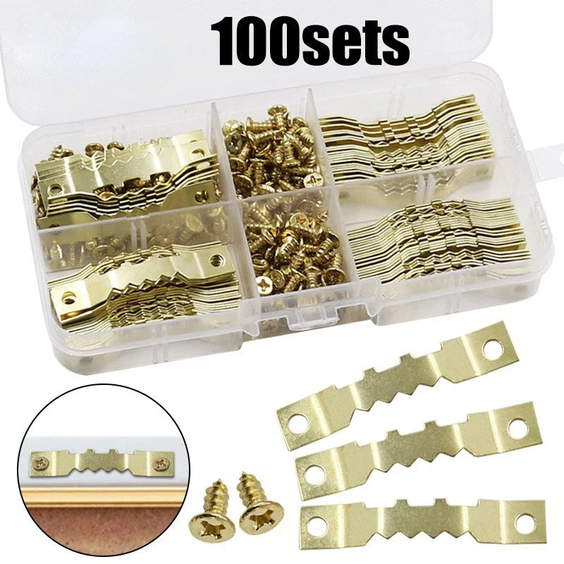 100pcs-Double-sided-Sawtooth-Hook-With-Flat-Head-Screw-Combination-Set ...