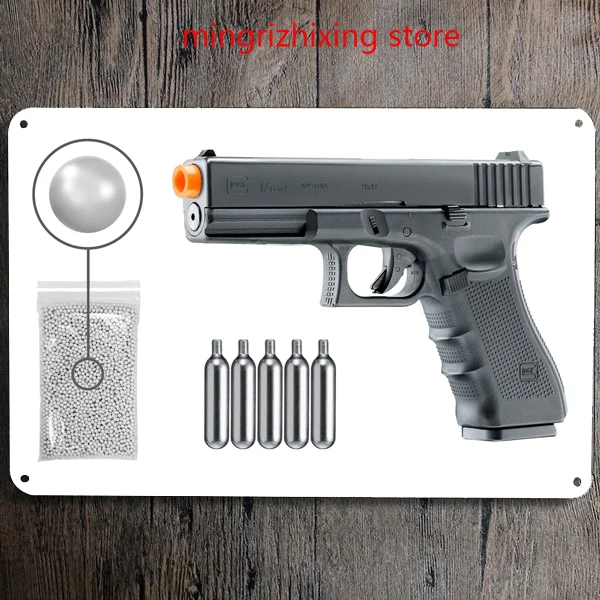 Glock G17 Gen4 C02 Airsoft Armas Blowback pistola Airsoft KWC con letrero de Metal CO2 de 5x12 ...