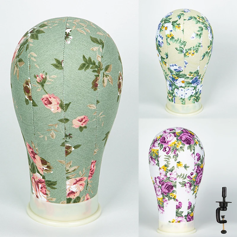 Floral-Canvas-Mannequin-Head-For-Wig-Hats-Wigs-Display-Stand ...