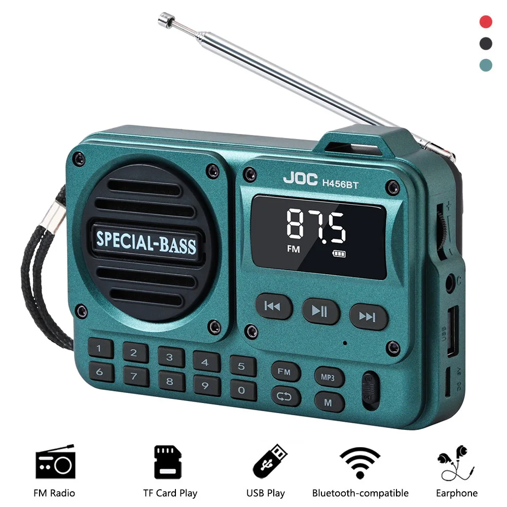 Portable FM Radio Pocket FM Radios Receiver Wireless Bluetooth Speaker ...