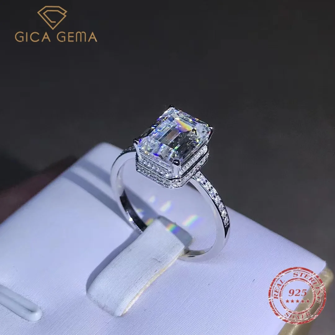 Gica-Gema-100-925-Sterling-Silver-Rings-For-Women-2CT-Emerald-Cut-Lab ...
