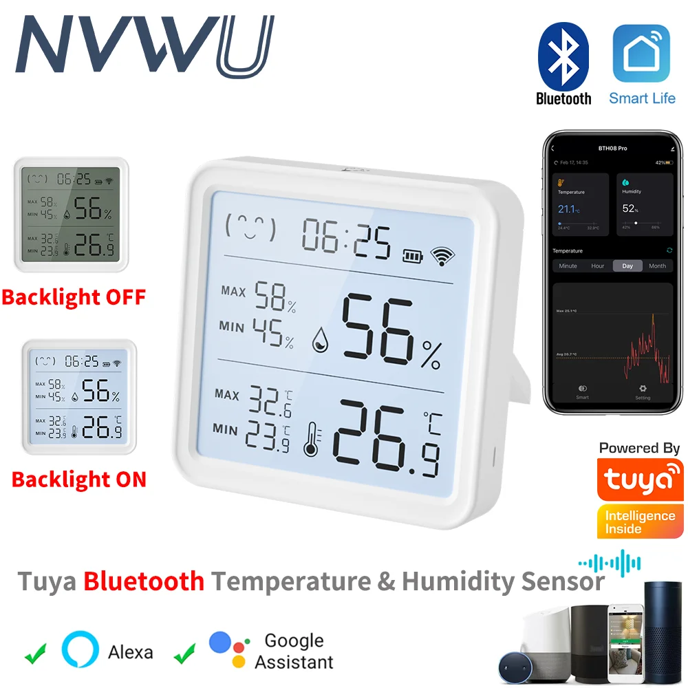 Tuya Temperature Humidity Sensor with Backlight Compatible with ...