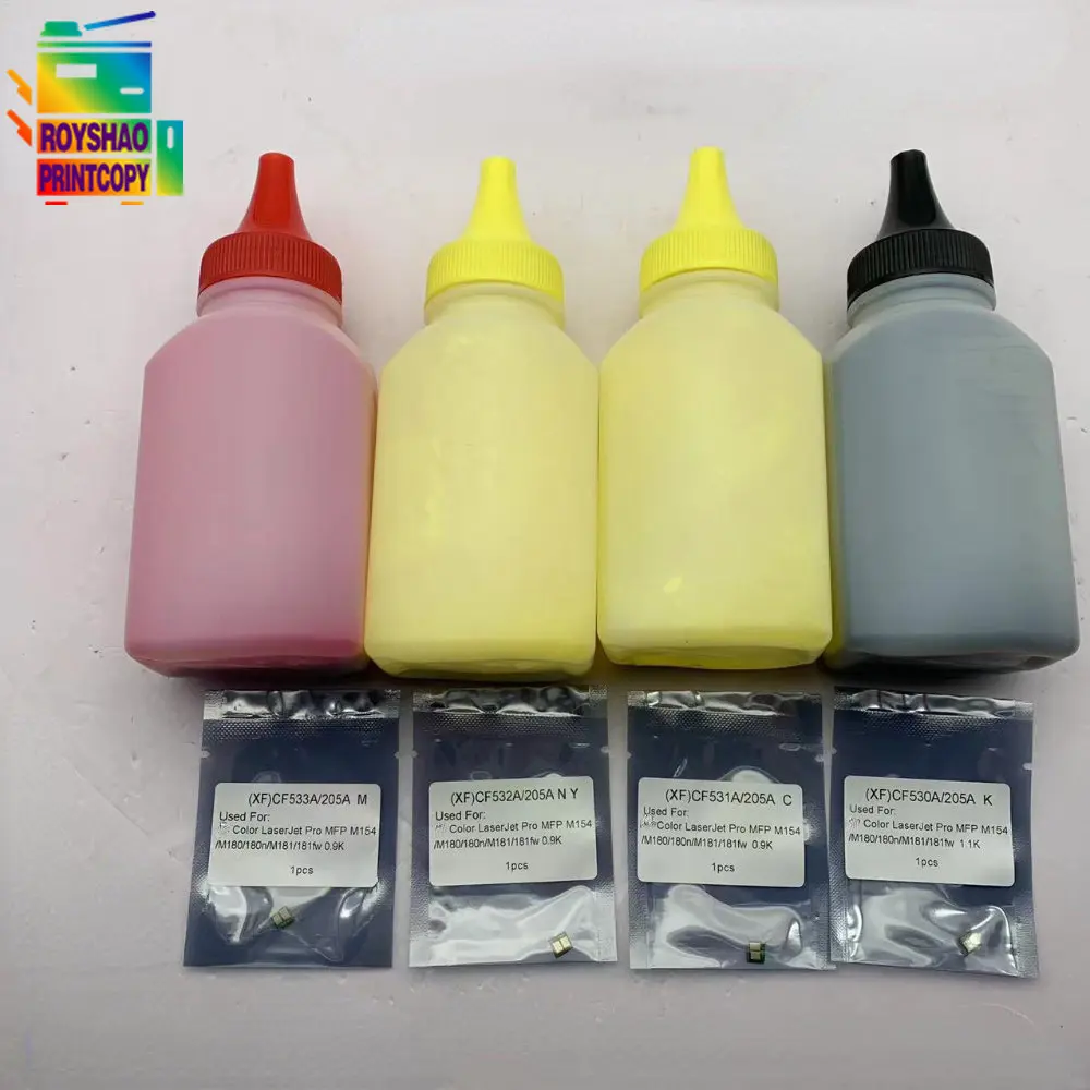 4PCS CF530A 205A Refill Toner Powder + Cartridge Chip for Hp Color ...