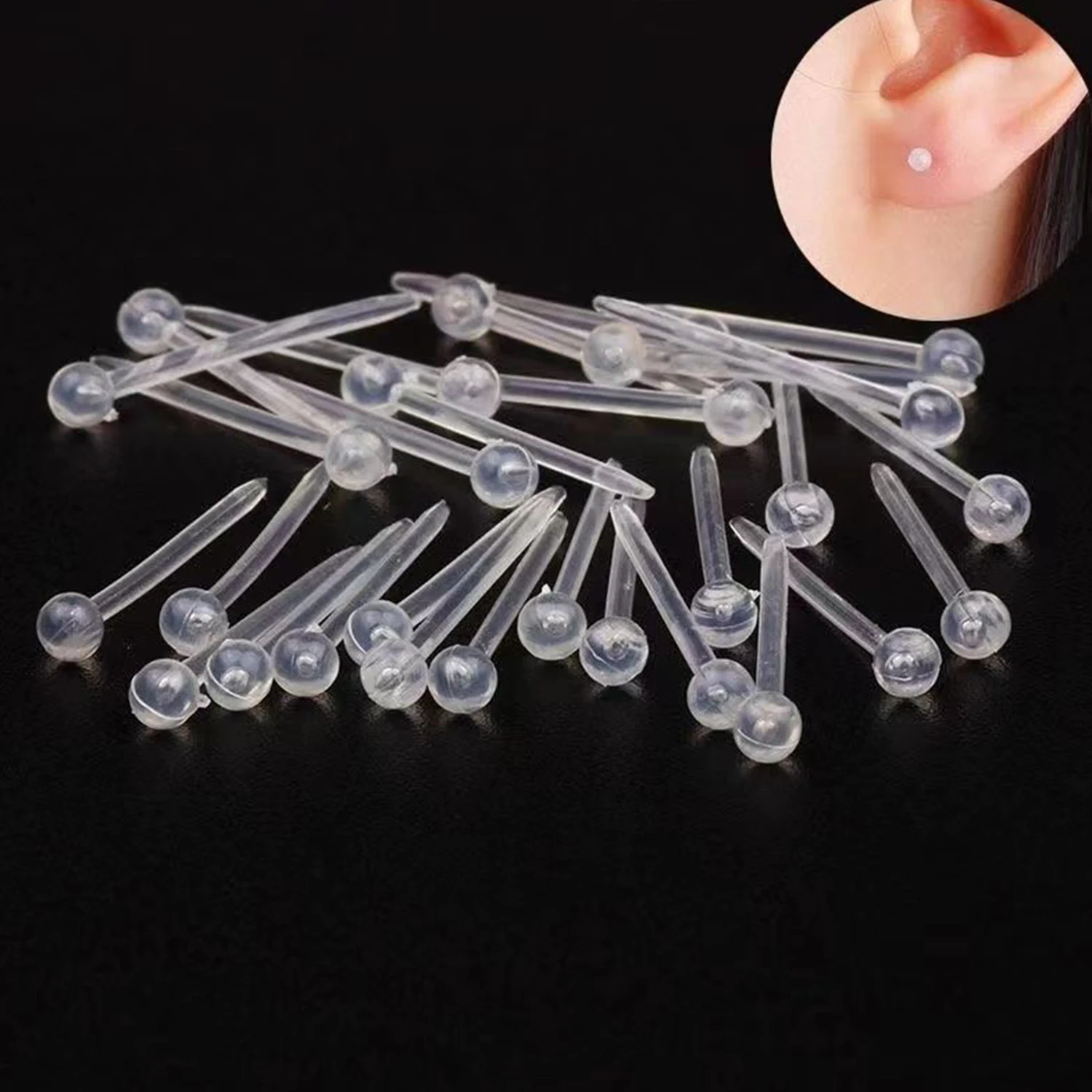 10Pcs-Invisible-Plastic-Stud-Earrings-Ear-Needle-For-Women-Girls-Simple ...