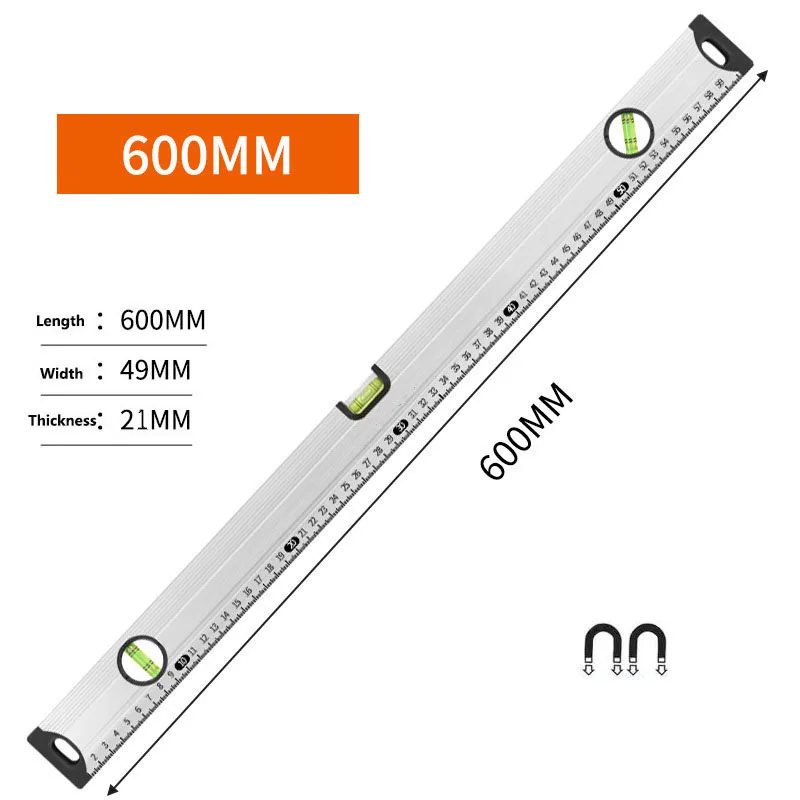 W50-1PC-600MM-High-Precision-Aluminum-Alloy-Spirit-Level-Ruler-with ...
