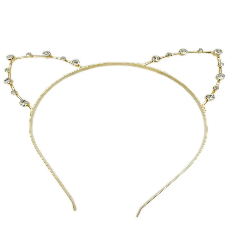 Metal Crystal Rhinestone Cat Ears Cute Pearl Hair Bands Headband for ...