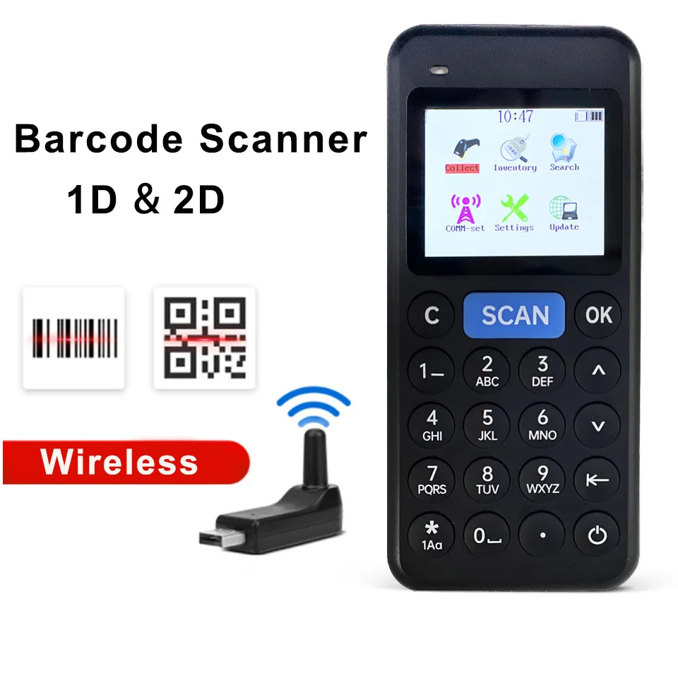 Portable 1D/2D QR Code Scanner Handheld Data Collector With 2.4" LCD ...