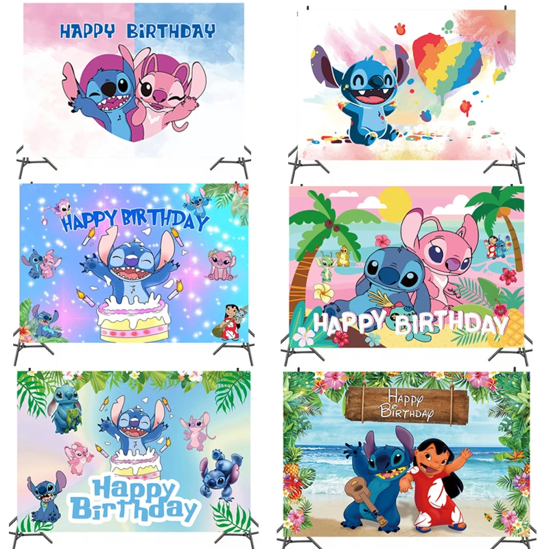 150x100cm-Disney-Lilo-Stitch-Background-Birthday-Decoration-Children-s ...