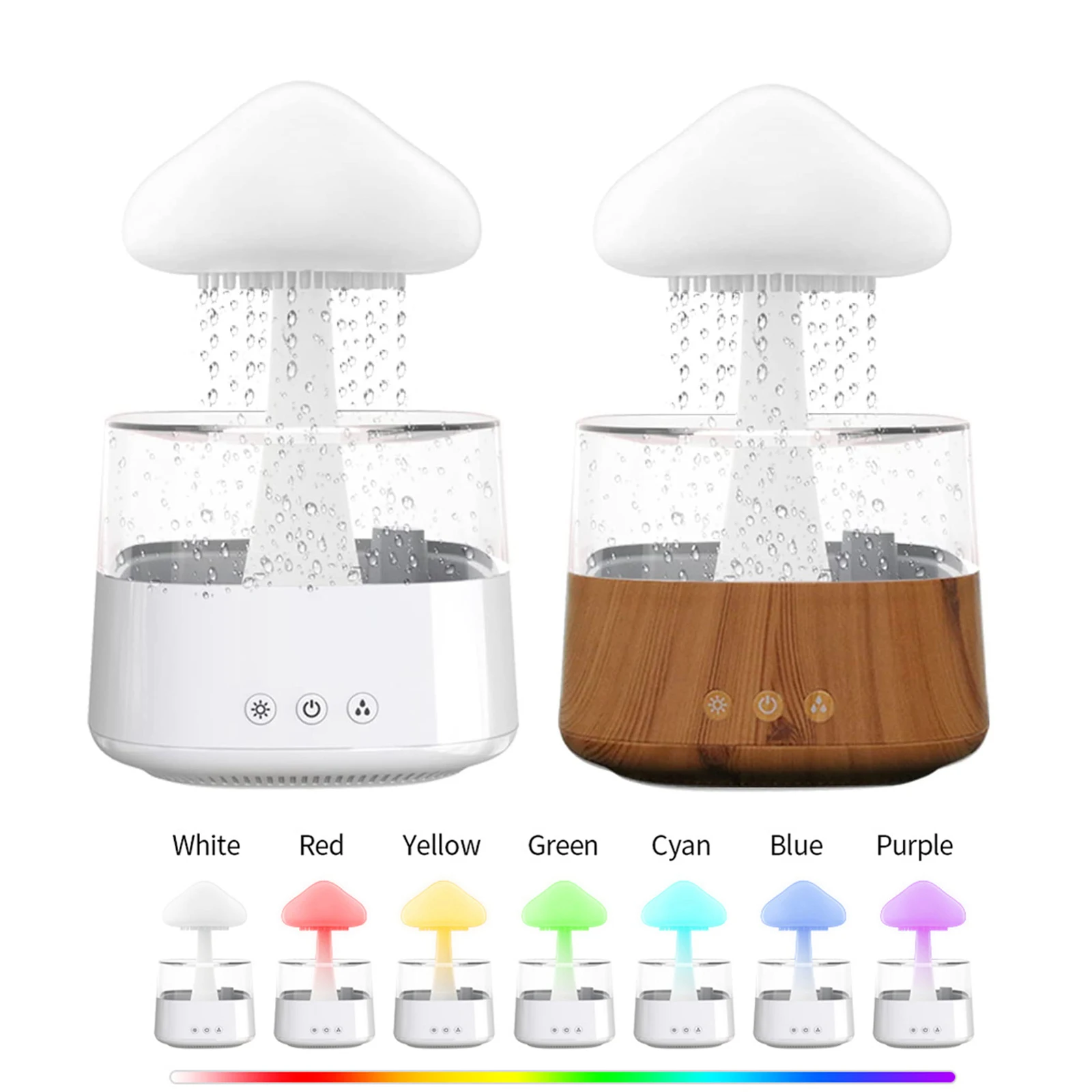 450ML-Mushroom-Rain-Cloud-Air-Humidifier-Colorful-Night-Light ...