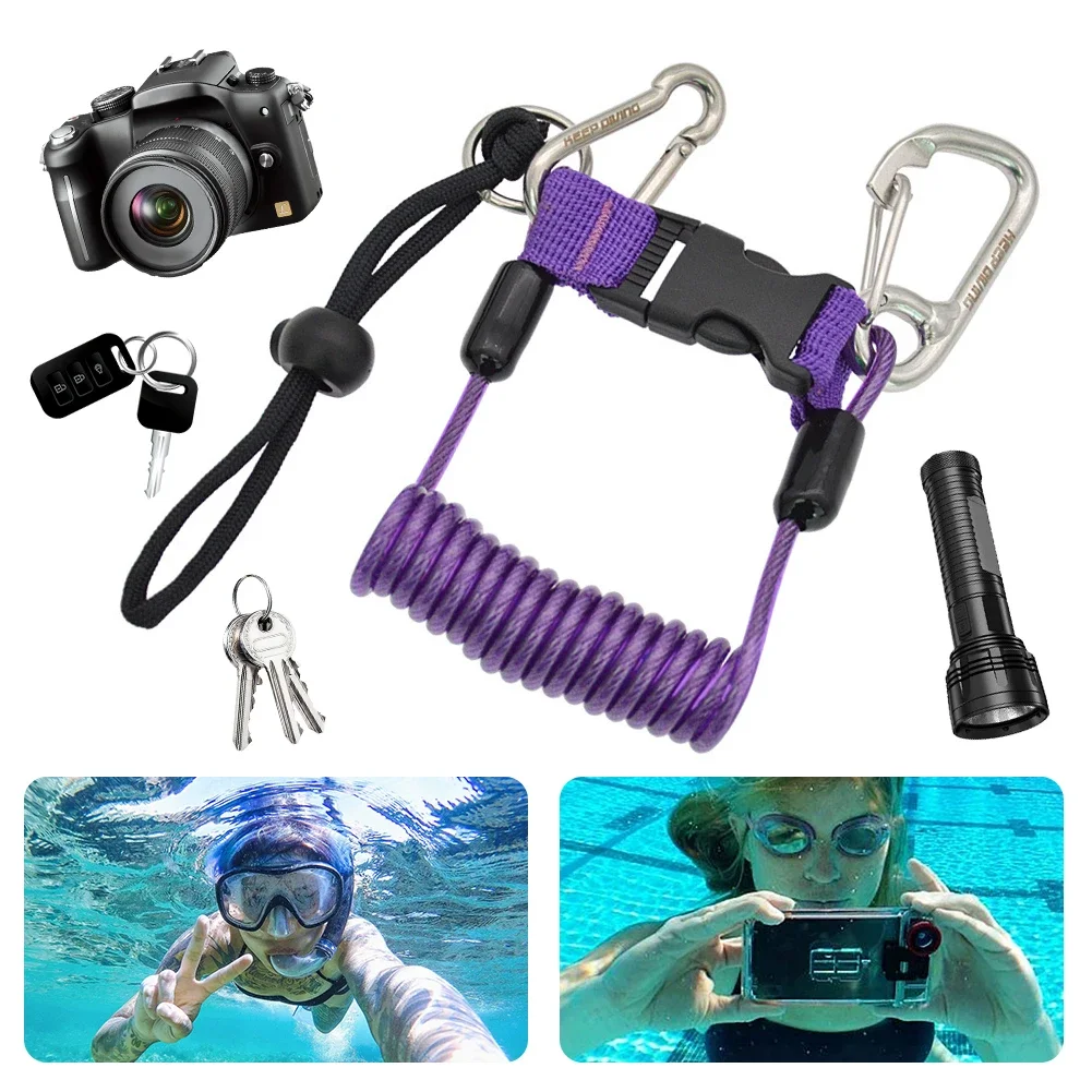 Swimming Diving Lanyard with Quick Release Buckle Diving Spiral Spring ...
