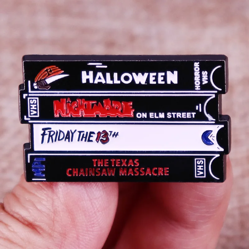 Horror-Movie-Collection-Video-Tape-Enamel-Pin-Halloween-Film-VHS-Tapes ...