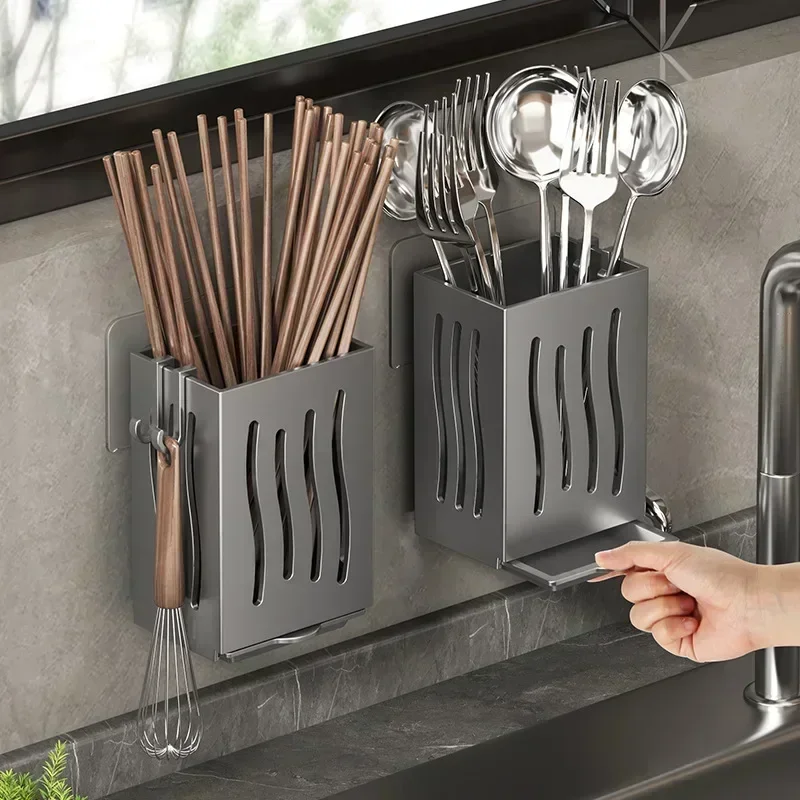 1-Piece Kitchen Utensil Rack-Multifunctional Draining Chopstick Holder ...