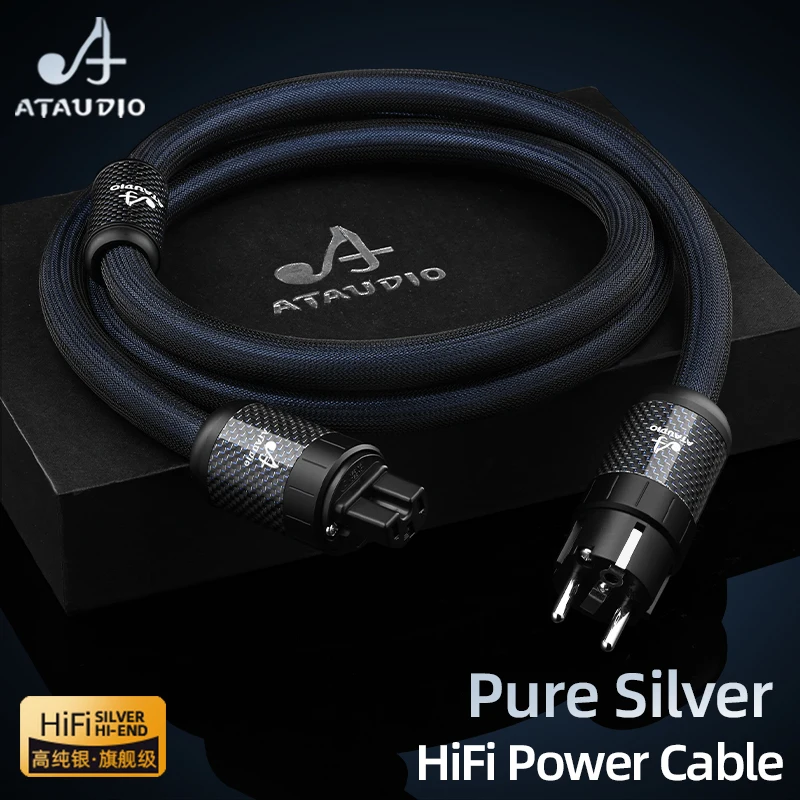ATAUDIO Sterling Silver HiFi AU/US/EU High Purity Power Cord Speaker ...