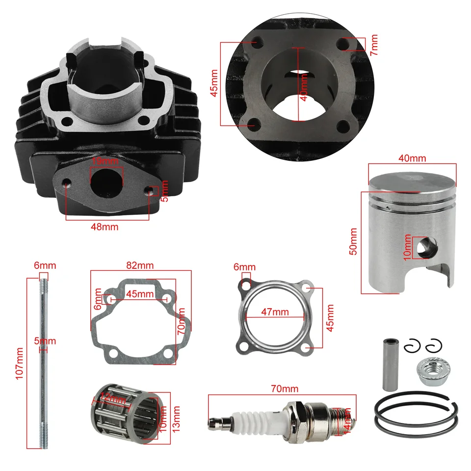 Yamaha PW50 Piston Kit FLYPIG 40mm Piston Kit For Yamaha PW50 - 50cc ...