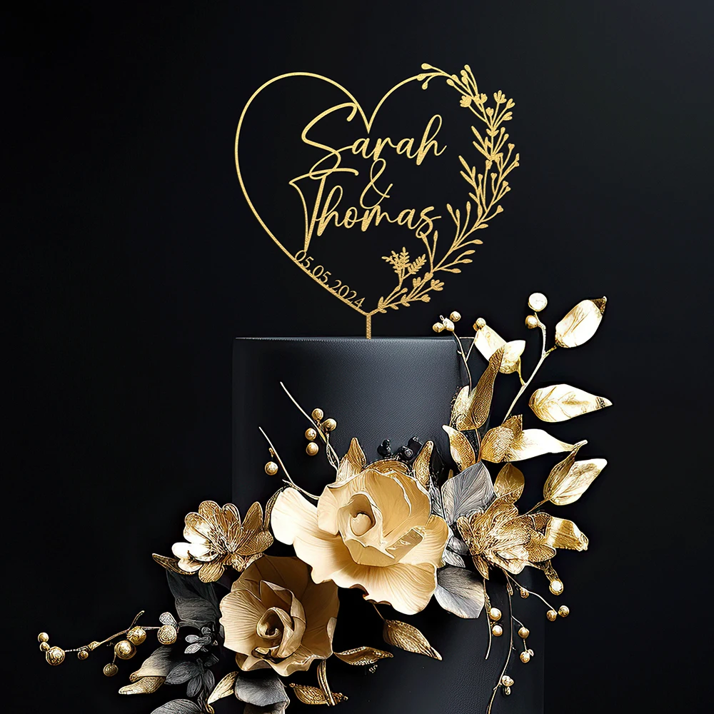 Personalised-Wedding-Mr-Mrs-Name-Cake-Toppers-Glitter-Gold-Acrylic ...