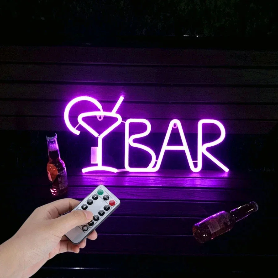 BAR-Neon-Sign-Light-LED-Juice-Letter-Neon-Lamp-Tube-With-Remote-Contral ...