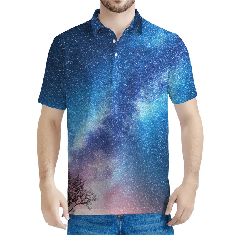 Fashion-Galaxy-Graphic-Polo-Shirt-For-Men-3d-Printing-Space-Tee-Shirts ...