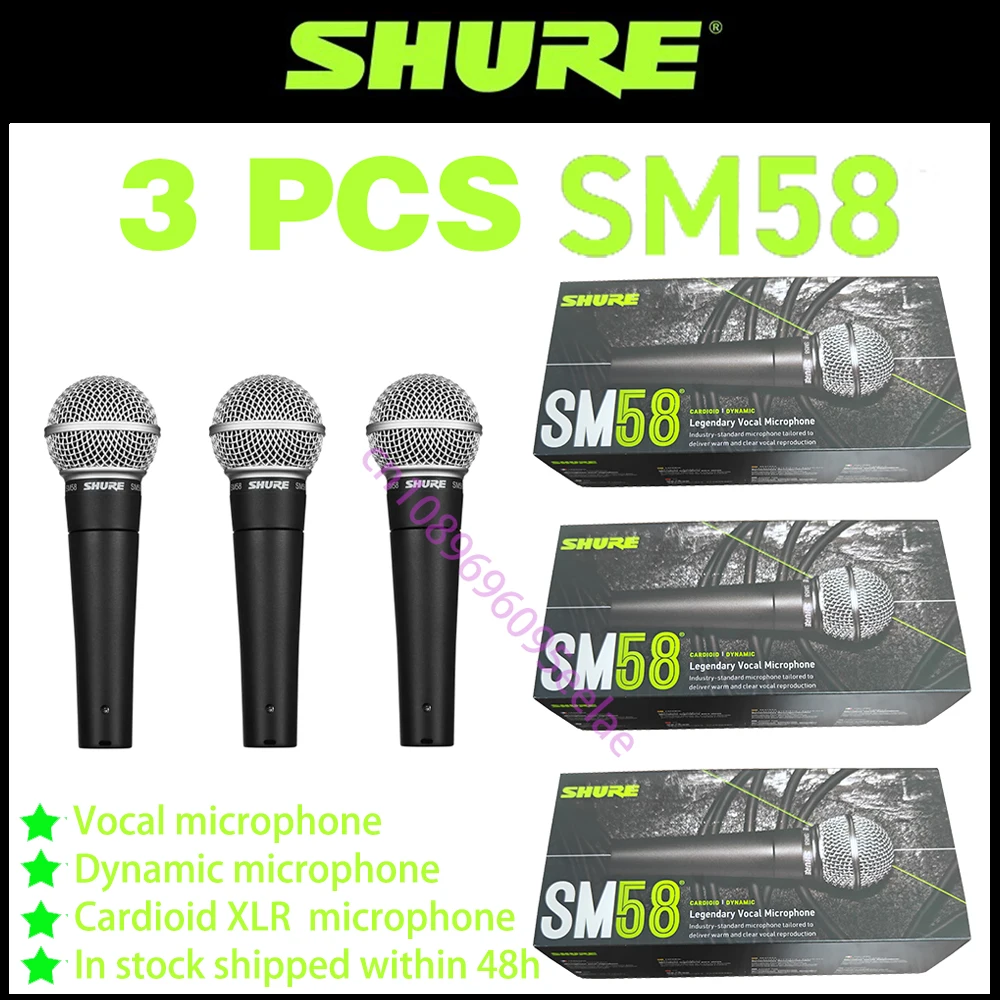 3-PCS-Wholesale-Shure-SM58-Vocal-Microphone-Cardioid-Dynamic-Hand-held ...
