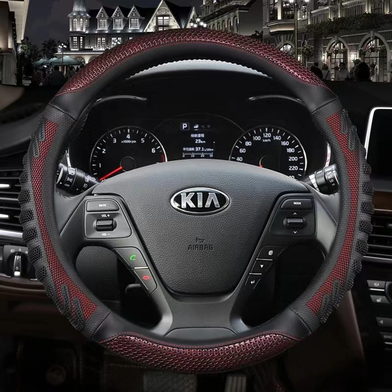 Car-Steering-Wheel-Covers-Leather-Carbon-Fiber-For-Kia-Ceed-Rio-K2-K3 ...
