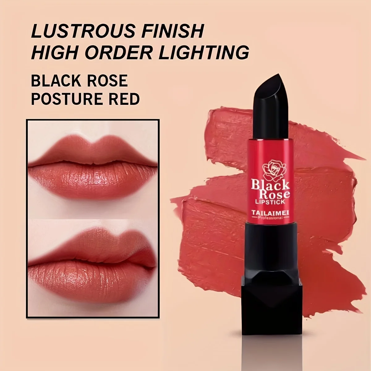 Black Rose Lipstick, Matte Red Shine, Long-Lasting, Non-Stick Cup ...