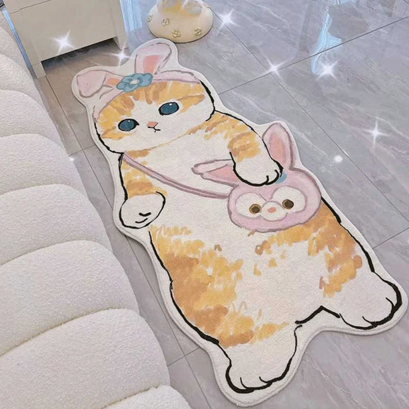 Cartoon-Bedside-Rug-Cat-Floor-Mat-Fluffy-Cat-Mat-Irregular-Carpet-for ...