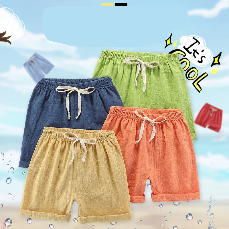 Boys Girl Shorts Cotton Linen Blue Cool for Kids Sport 2 to 3 4 5 6 7 8 ...