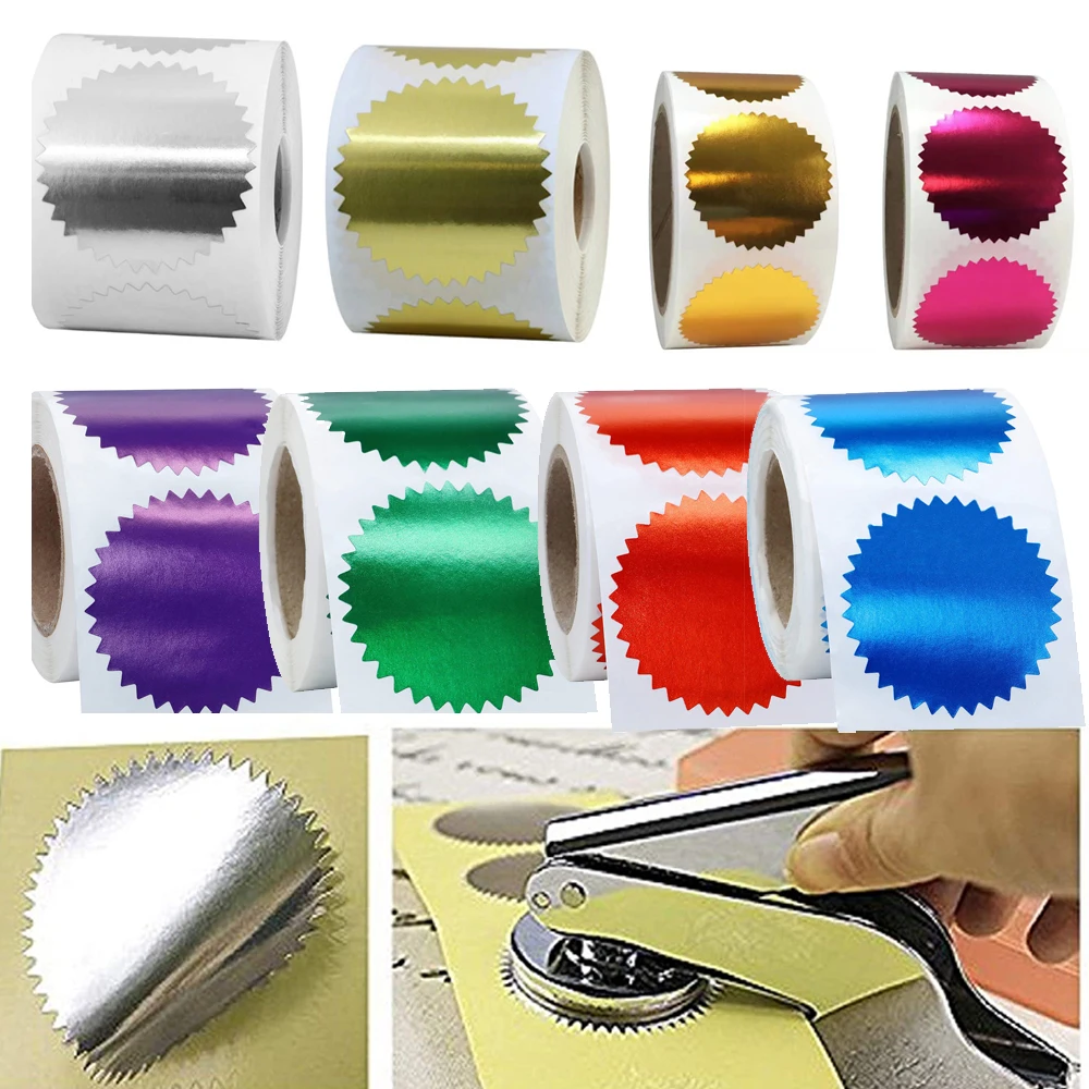 250pcs Embossed Stamps Gear Stickers Gold Silver Steel Seals ...