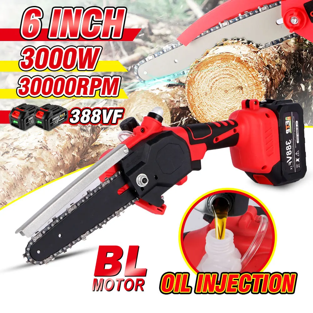 6 Inch 30000RPM Brushless Electric Saw Handheld Cordless Garden Logging ...
