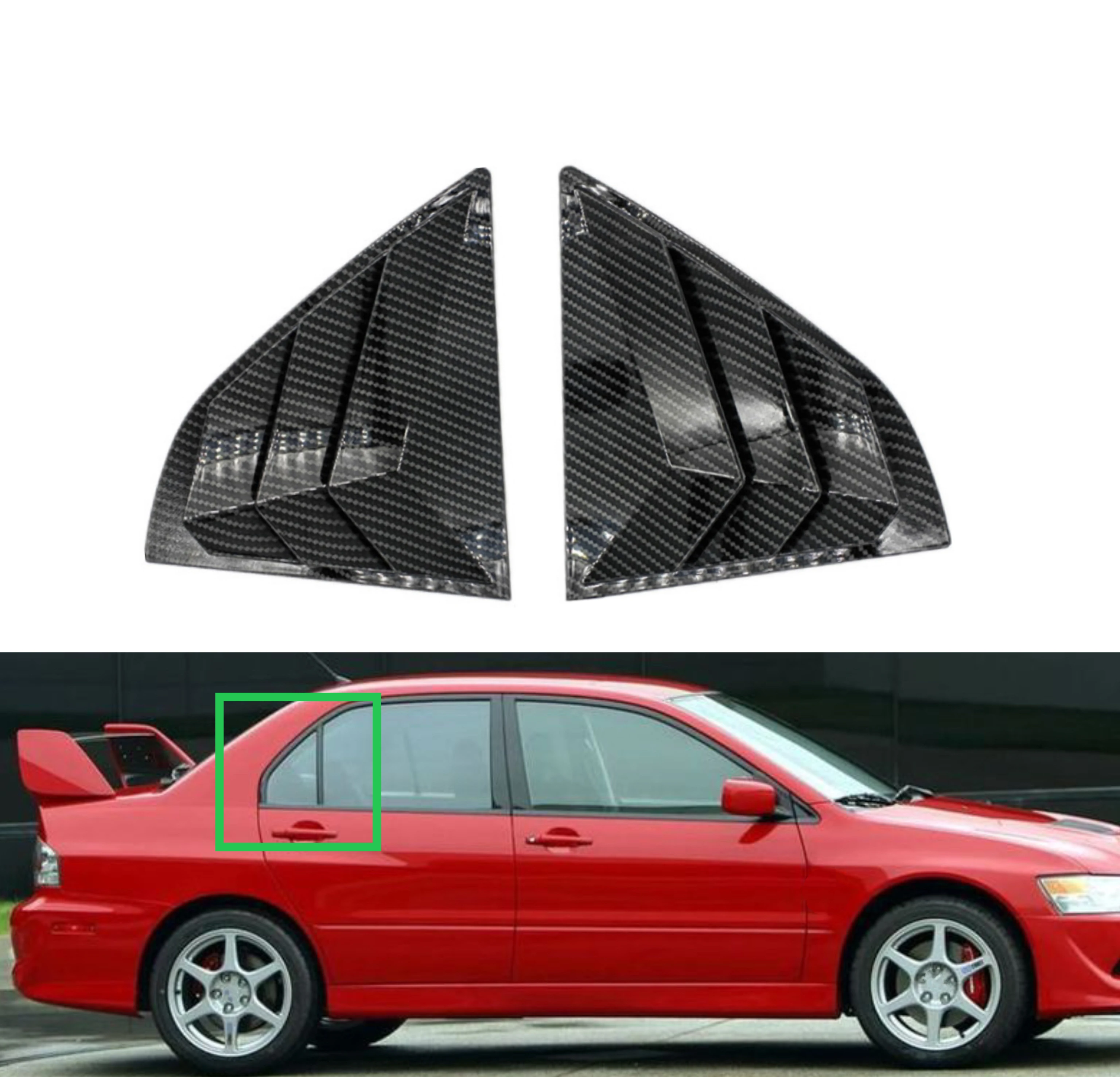 For-Mitsubishi-Lancer-Rear-Window-Side-Vent-Shutter-Louver-Cover-Trim ...