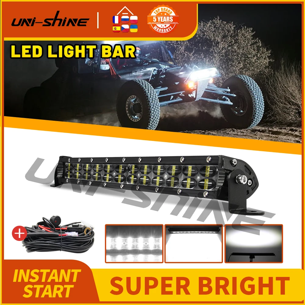UNISHINE-Barra-de-luz-LED-para-barco-todoterreno-2-filas-de-foco ...