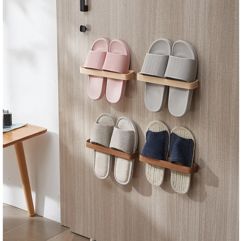 Bathroom-Slipper-Rack-Non-Perforated-Wall-Mounted-Toilet-Rack-Towel ...