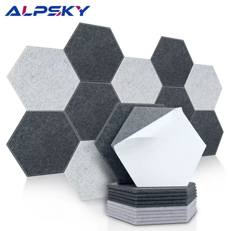 6Pcs Hexagon Polyester Wall Panels Soundproofing Sound Proof Self ...