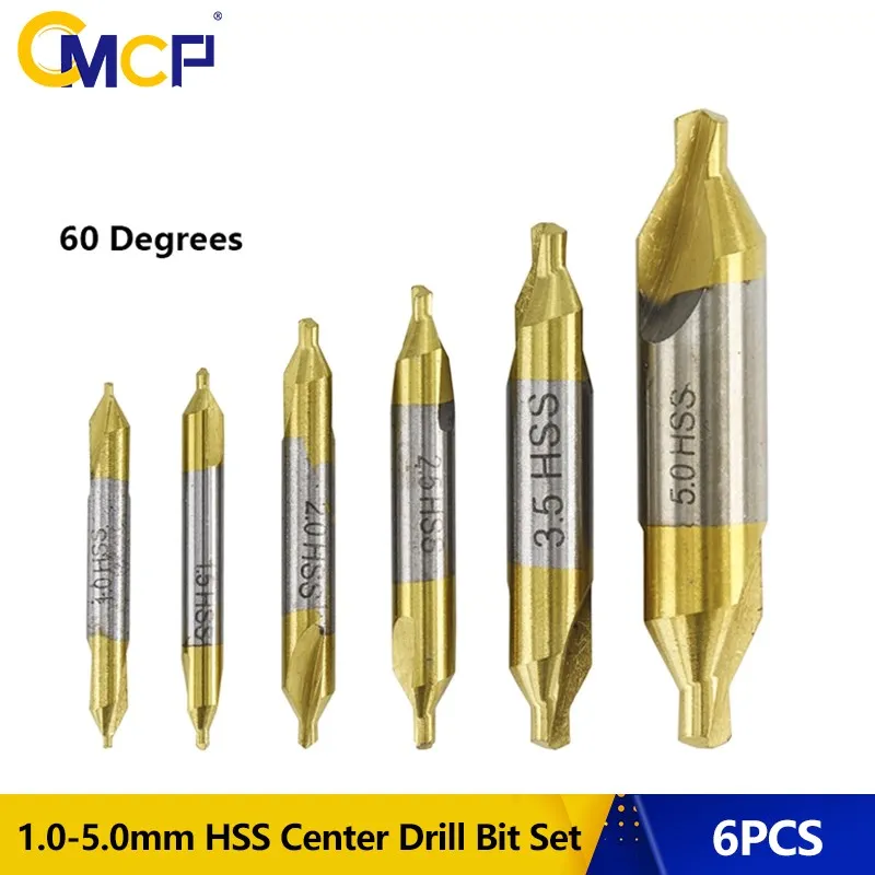 CMCP-6pcs-HSS-Center-Drill-Bits-Set-TiN-Coated-Combined-Countersinks ...