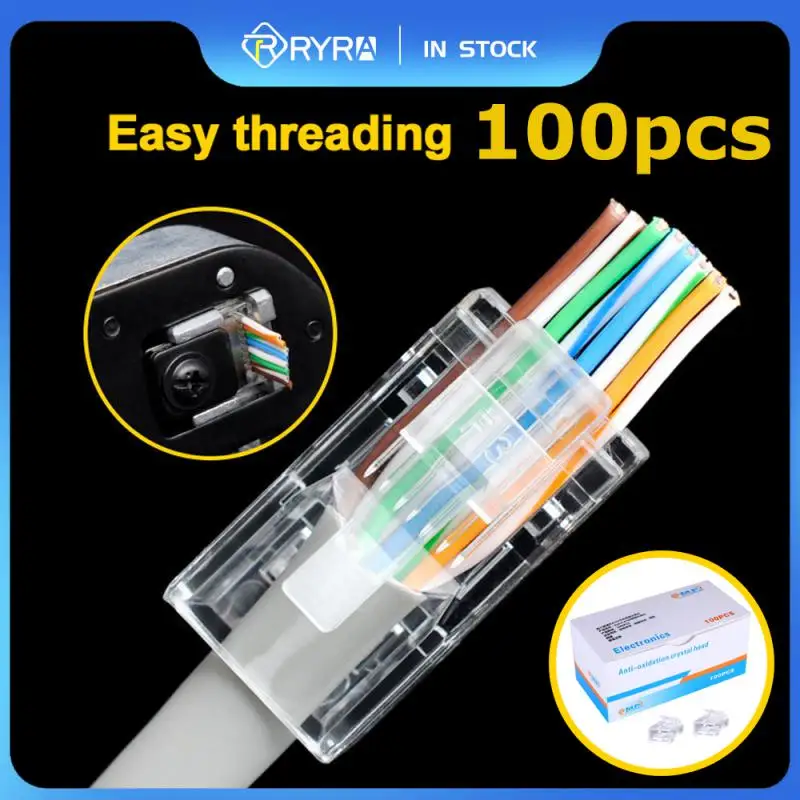 High Quality 100pcs 8P8C RJ45 Modular Socket For CAT5 Cat6 LAN Network ...