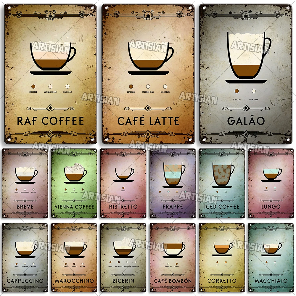 ARTISIAN-Vintage-Coffee-Metal-Signs-Rusty-Metal-Tin-Sign-Bar-Cafe-Wall ...