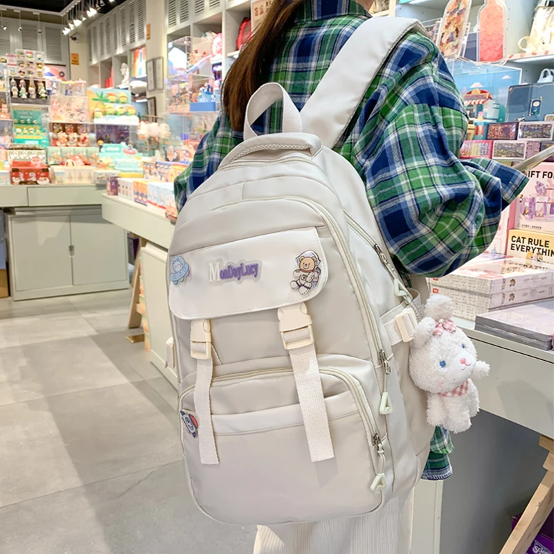 Luxury-Solid-Color-Waterproof-Nylon-Women-Backpack-Harajuku-Girl-School ...