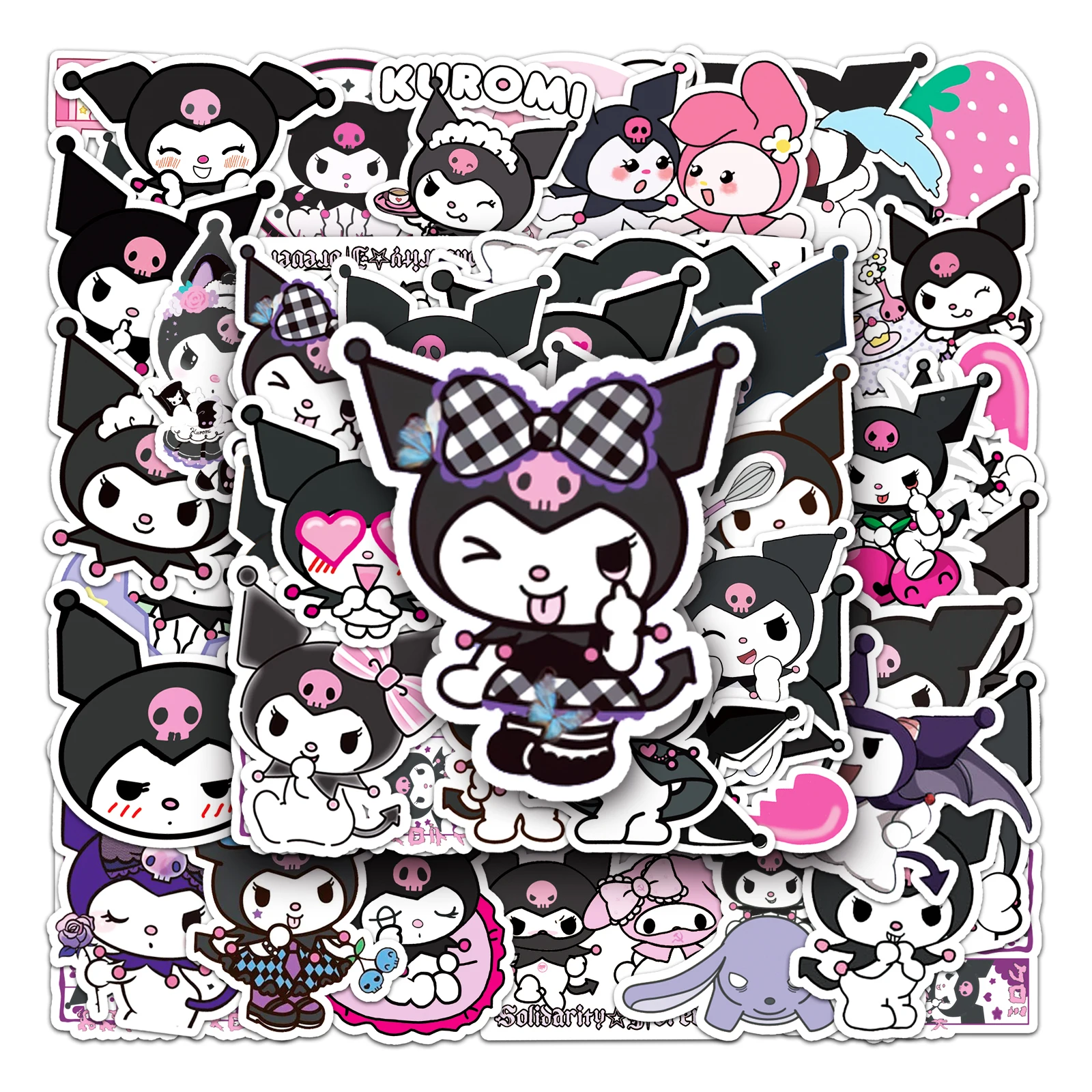 50pcs cute Sanrio Kuromi waterproof stickers ornament Child interest ...